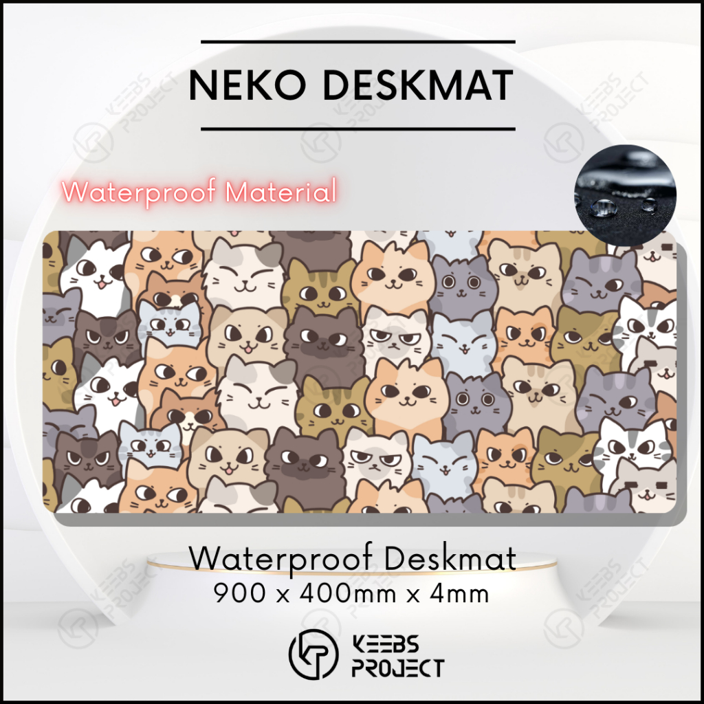 Neko Cats Waterproof Deskmat (900mm x 400mm x 4mm) | Shopee Philippines