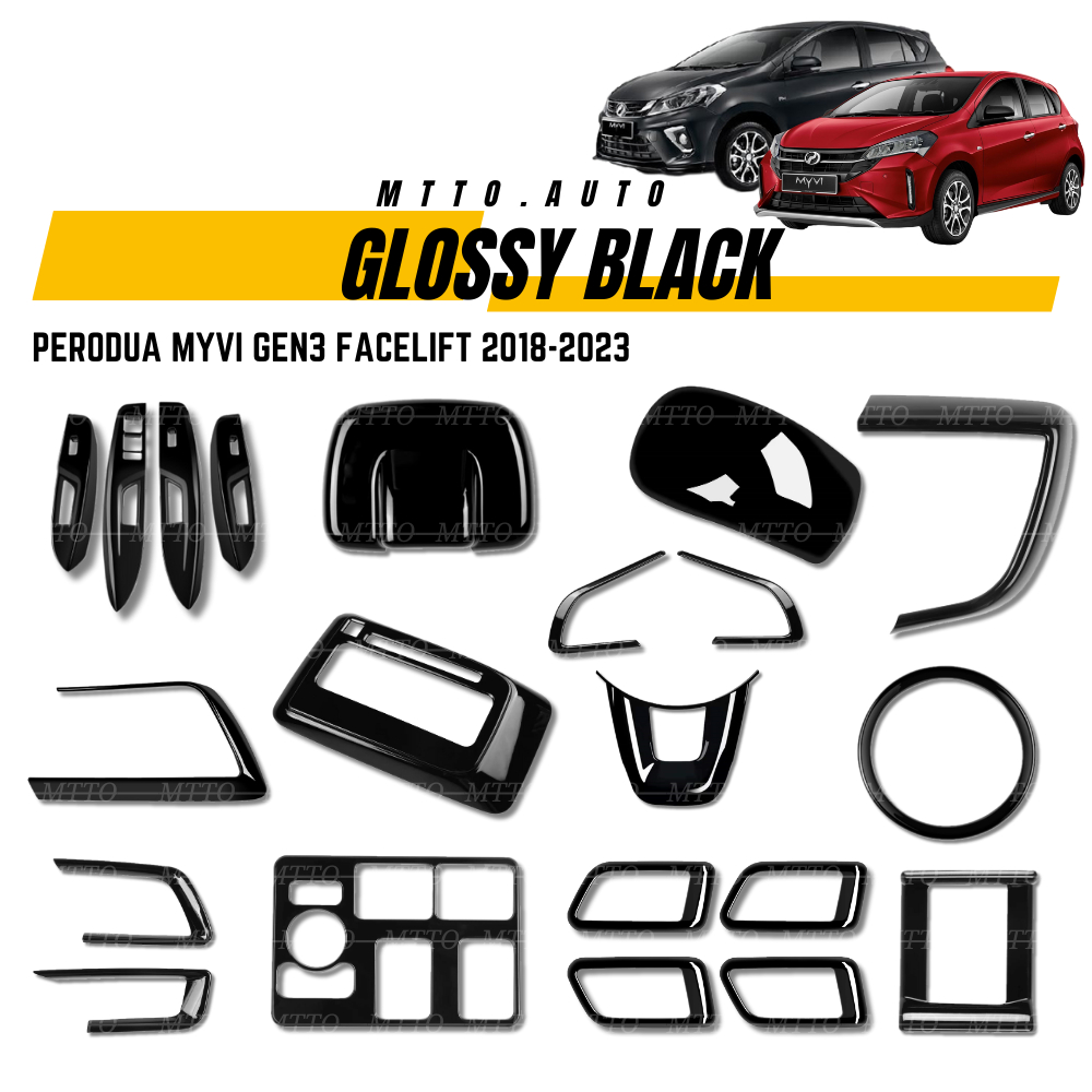 MTTO Perodua Myvi Gen3 Facelift 2018-2023 Interior Glossy Black Cover ...