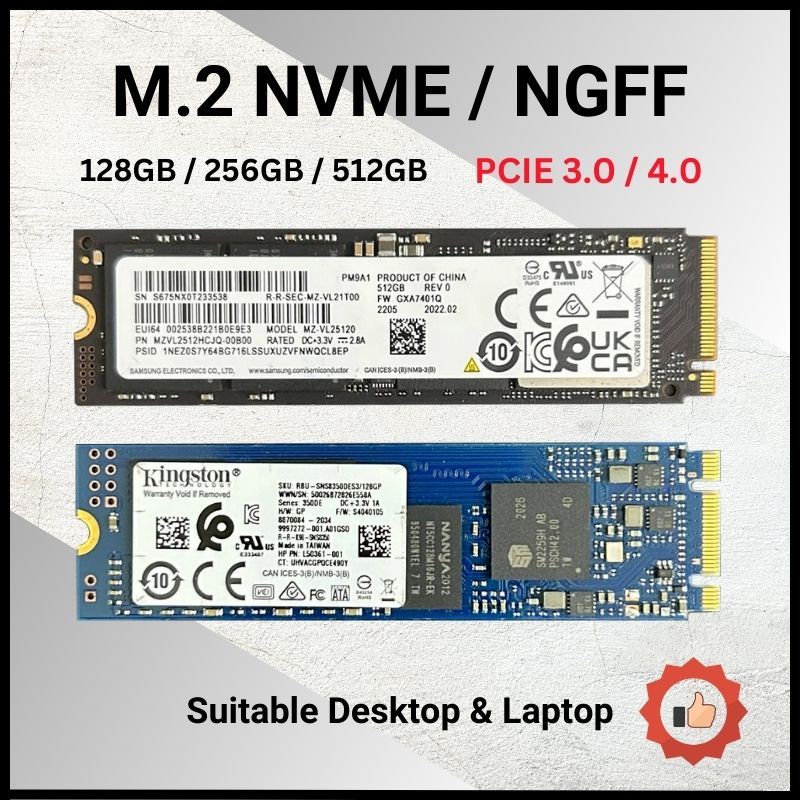 M2 NVME/NGFF SATA SSD USED Samsung Kingston WD 128GB 256GB 500GB 1TB ...