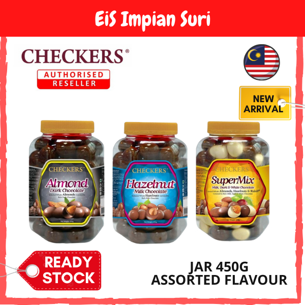 Checkers Chocolate Assorted Flavour 450g Jar coklat Checkers | Shopee ...
