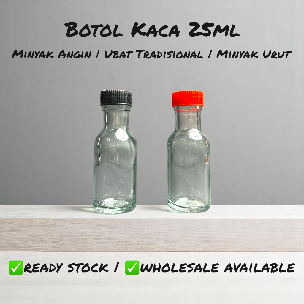 25ml Glass Bottle for Minyak Angin – Botol Kaca Ubat Tradisional ...