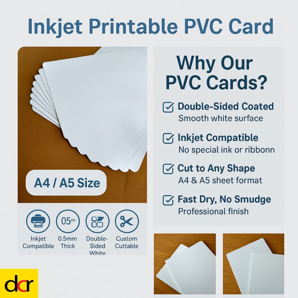 A5 & A4 Sizes 0.5mm Inkjet Coated PVC Card Sheets for Direct Inkjet ...