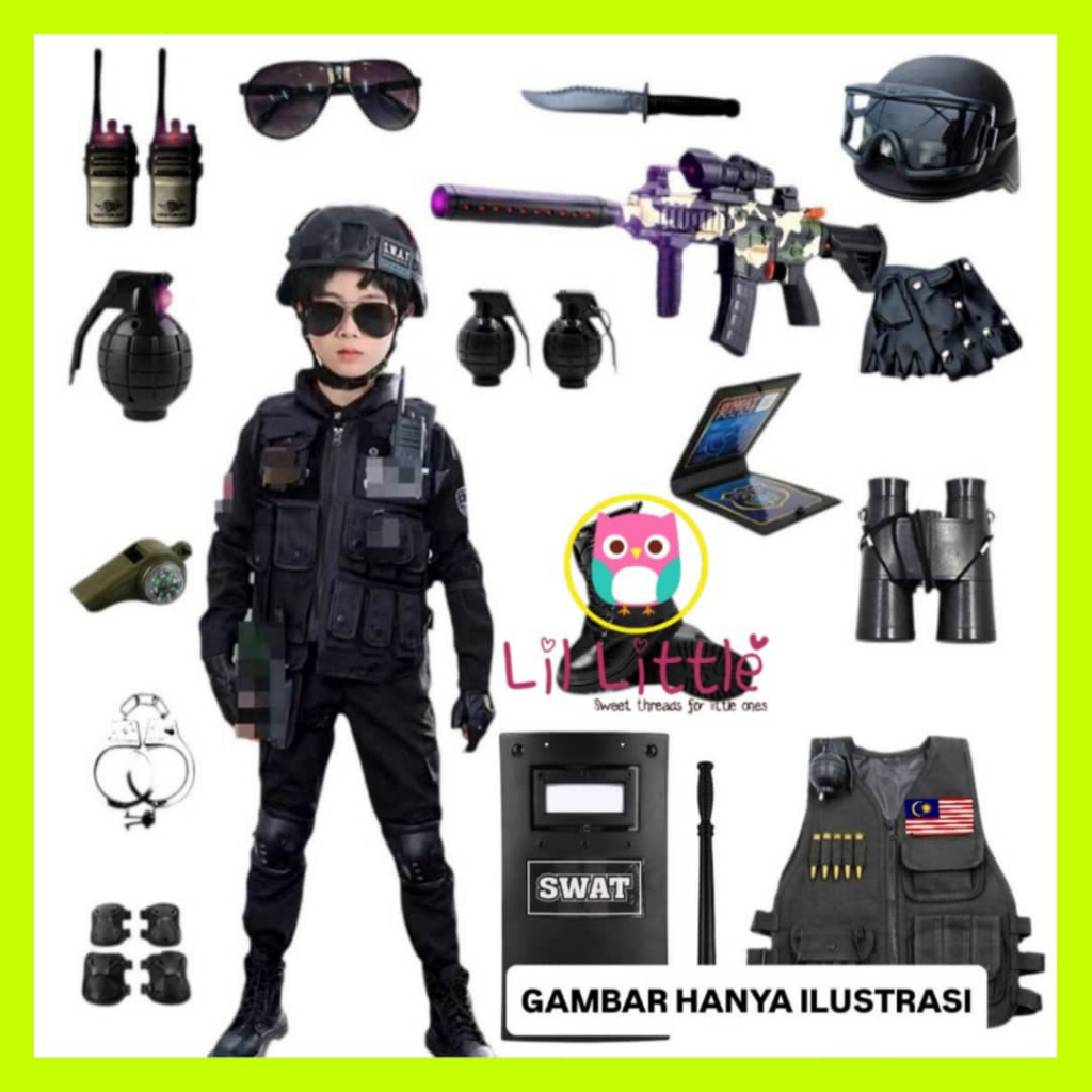Lil Little Swat Costume Kids Special Action Team Costume Boy (Local ...