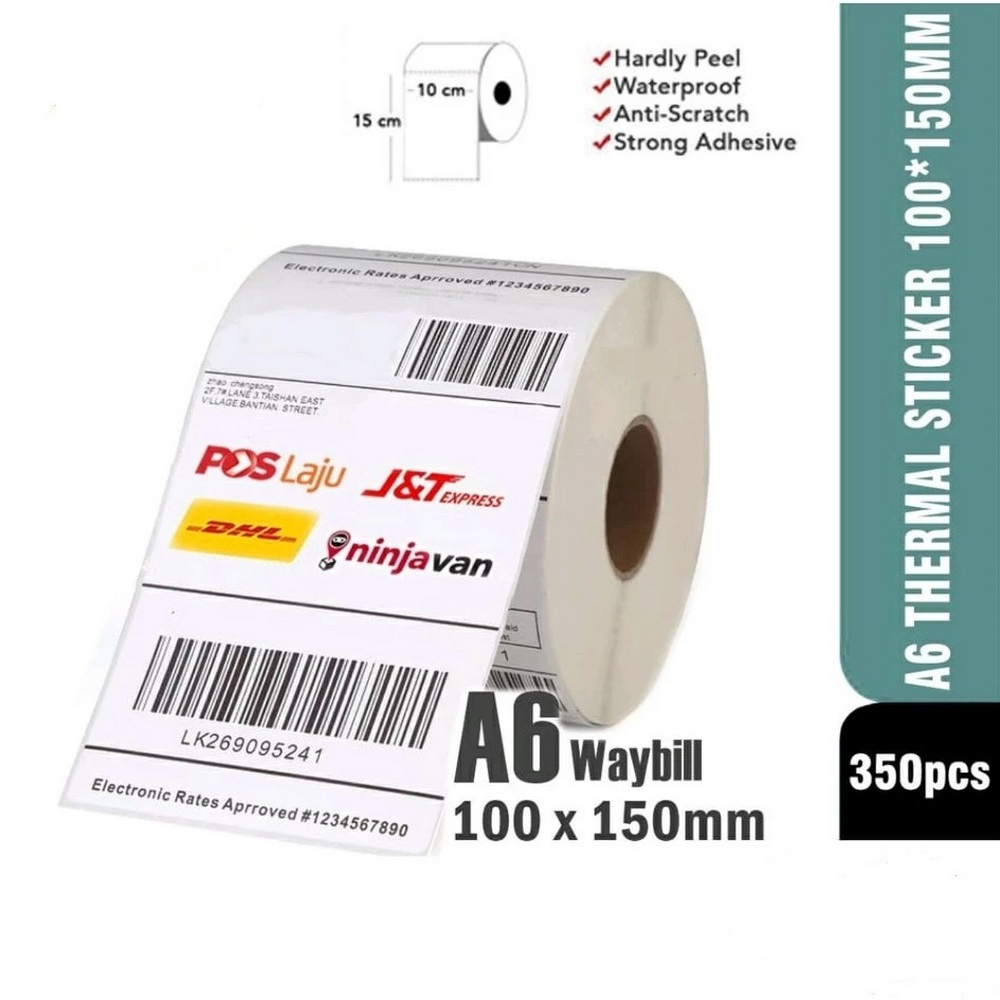 Thermal Airway Sticker Label A6 (100mm x 150mm) Roll (350 Pcs) AWB ...