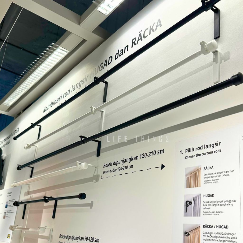 IKEA RACKA/HUGAD Curtain rod, BETYDLIG bracket, rod holder, RAFFIG ...