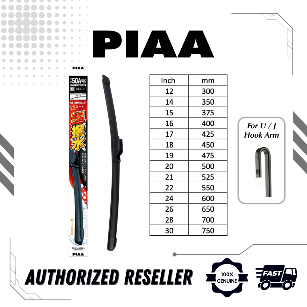 PIAA Slim Vogue Silicone Flat Wiper (Size 12" ~ 30") | Shopee Philippines