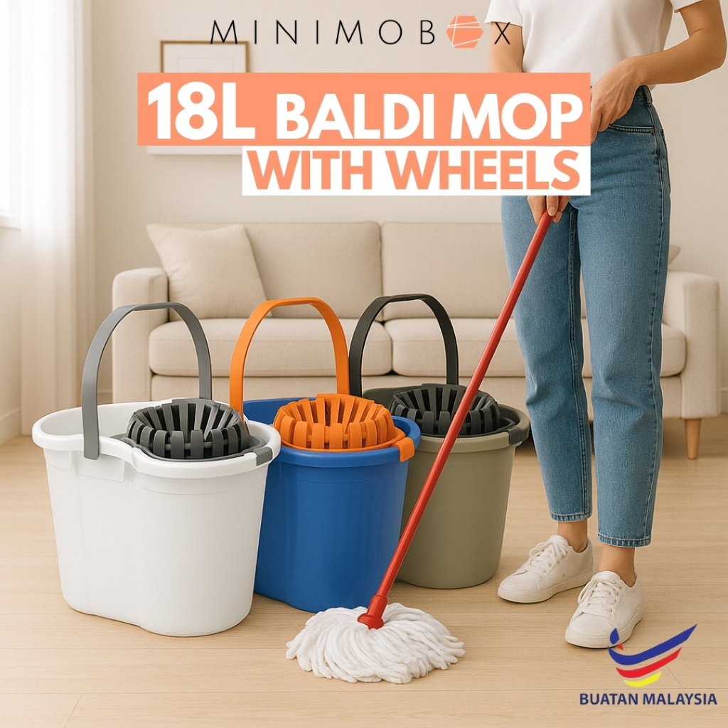 18L Baldi Mop Mopping Pail Mop Lantai Bucket Bekas Plastik Baldi Tong ...