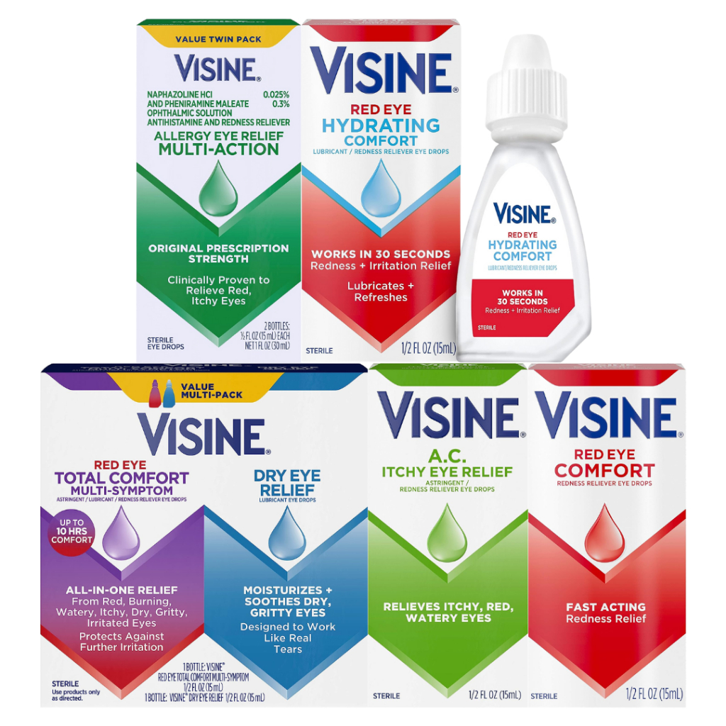 Visine Red Eye Comfort / Red Eye Hydrating Comfort / Allergy Eye Relief ...