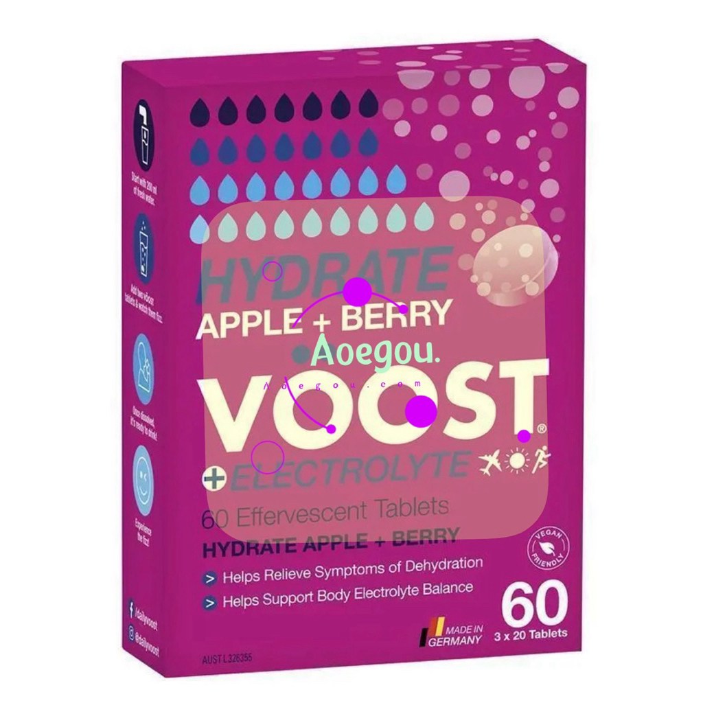 Voost Hydrate Apple + Berry Effervescent Tablets 60 Pack Exclusive Size ...