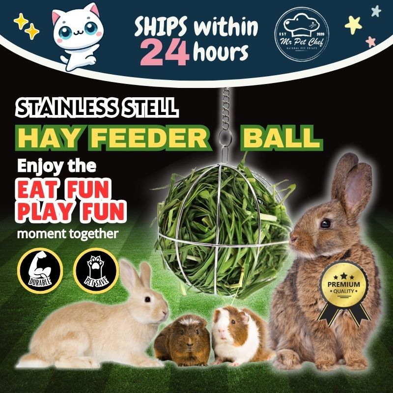 Metal Ball Rabbit Hay Rack For Rabbit Cage Timothy Hay Holder Rabbit ...