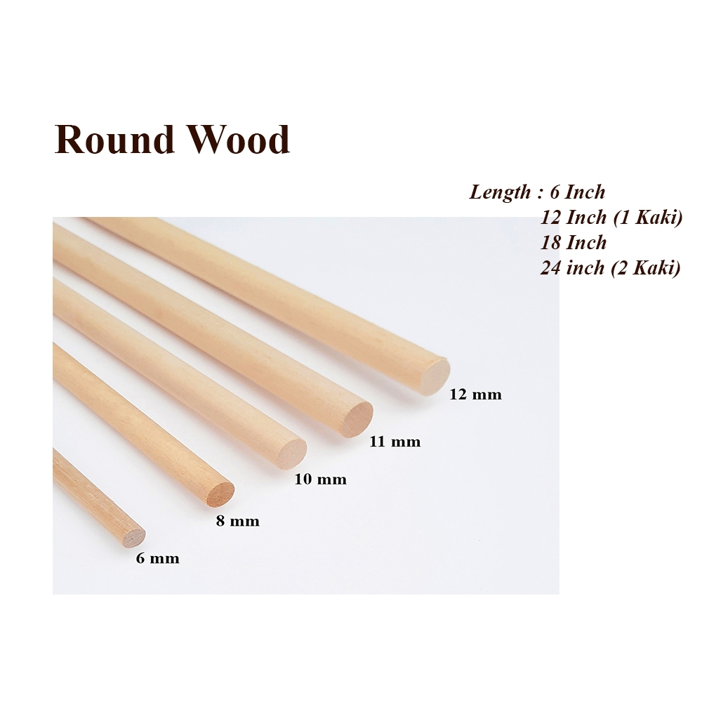 Round Wooden Stick / Macrame Wood Stick / Dowel Arts Craft Stick / Kayu ...