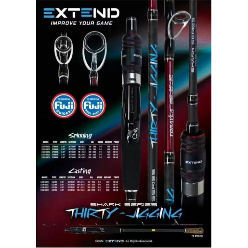 FREE CAP 2024 EXTEND SHARK THIRTY 30 SERIES BUTT JOIN JIGGING FISHING ...
