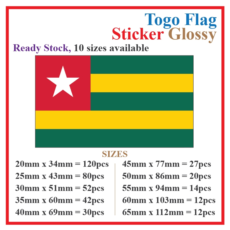 Togo Flag Sticker Rectangle Postcard / Stiker Pelekat Poskad Bendera ...