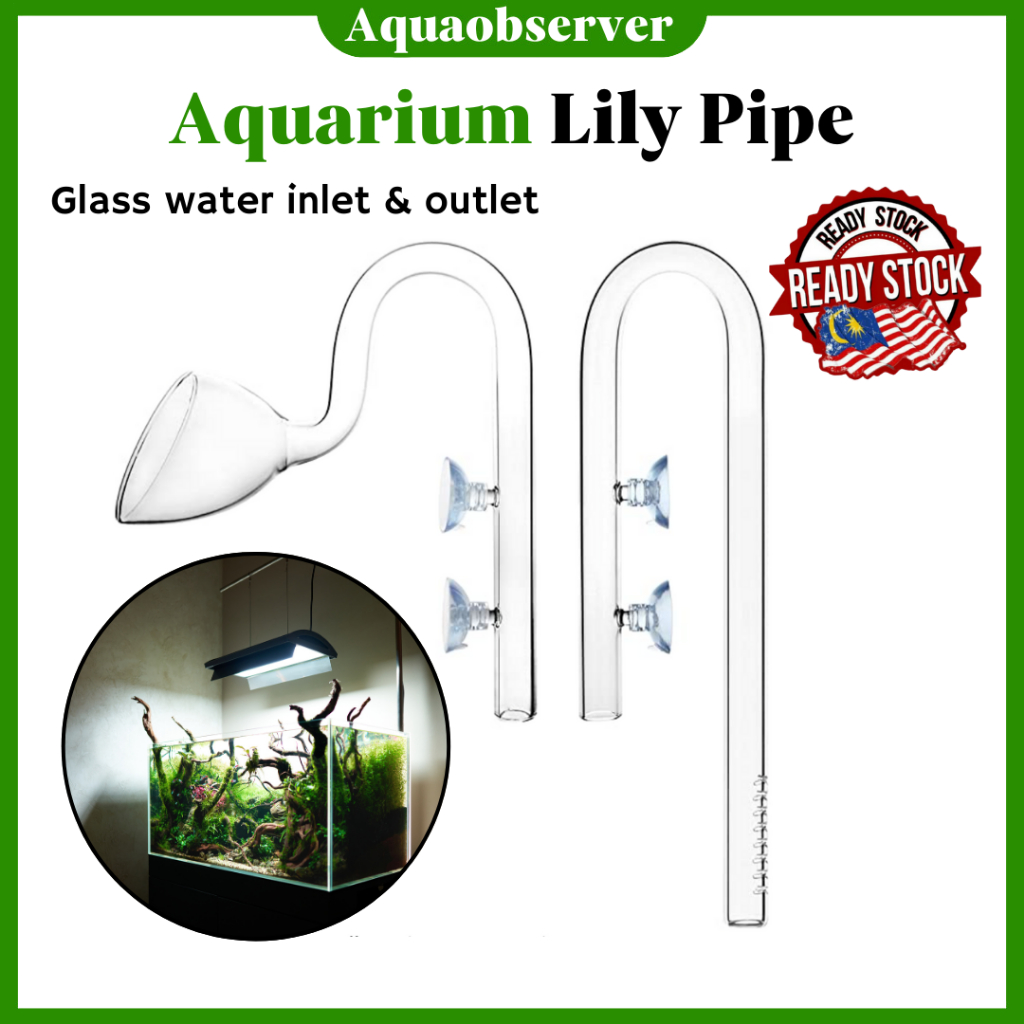 Aquarium Glass Lily Pipe Inflow Outflow Set Fisk Tank Water Transparent ...
