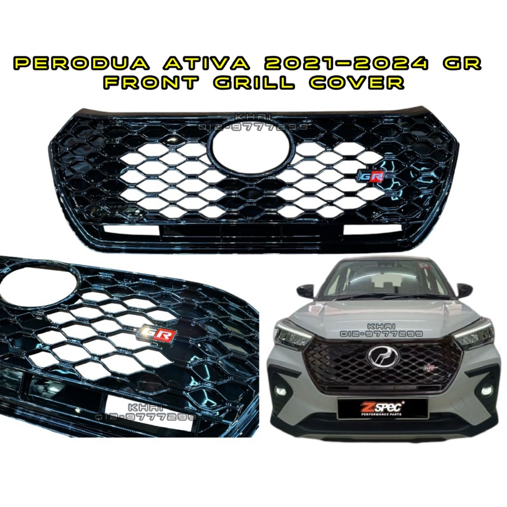 Perodua Ativa 2021-2024 GR Front Grill Grille Salong Cover Gloss Black ...