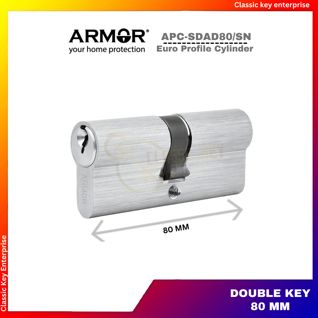 Armor Euro Profile Cylinder Double Key 80mm | Shopee Philippines