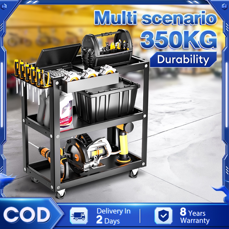 400kg Heavy Duty 3 Layers Service Cart Metal Steel Rak Cart Trolley ...
