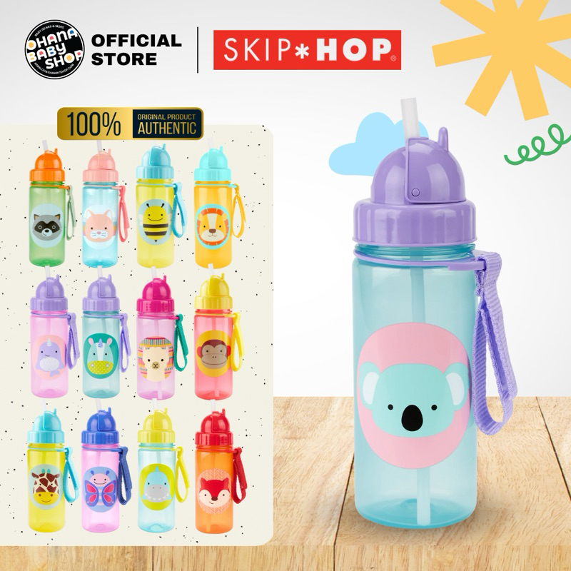 Skip Hop Straw Water Bottle Zoo and Spark Syle 390ml Botol Minuman ...