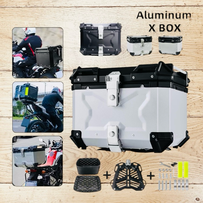 TOP BOX ALUMINIUM BOX MOTORCYCLE X DESIGN KOTAK MOTOSIKAL PETI ...