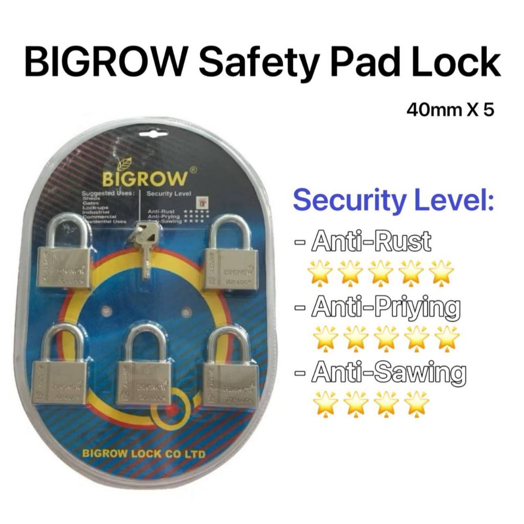 BIGROW Safety Pad Lock Wise Security Lock 40mm x 5PCS | Shopee Philippines