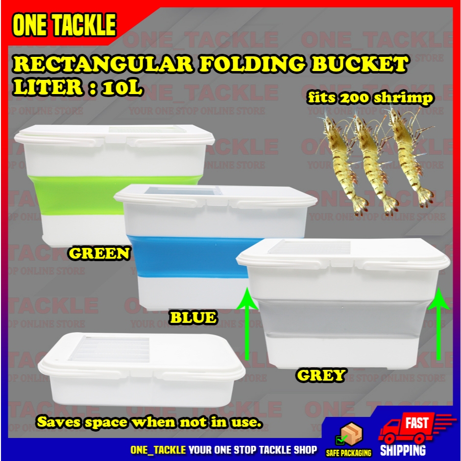 Rectangular folding bucket 10L tong udang hidup live bait bucket ...