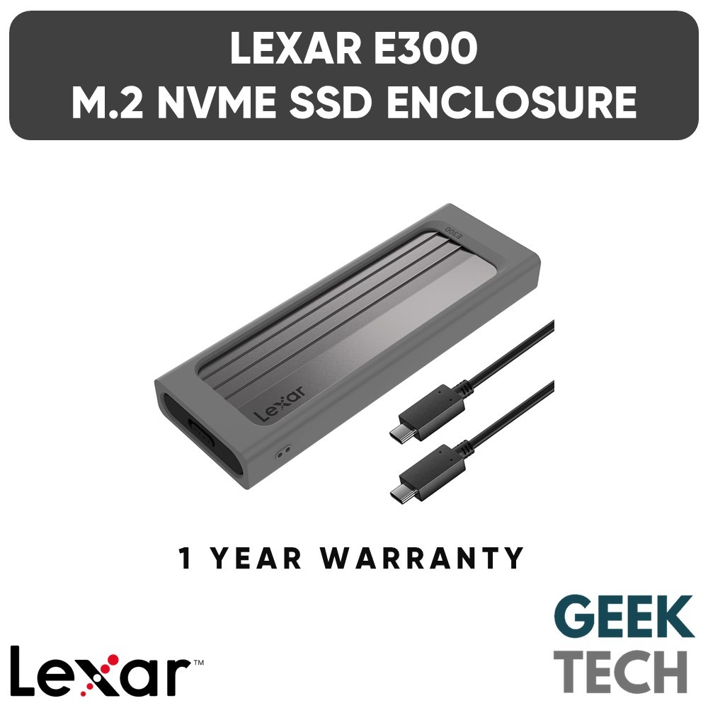 Lexar E300 M.2 NVMe SSD Enclosure Adapter, USB 3.2 Gen 2 (10Gbps ...