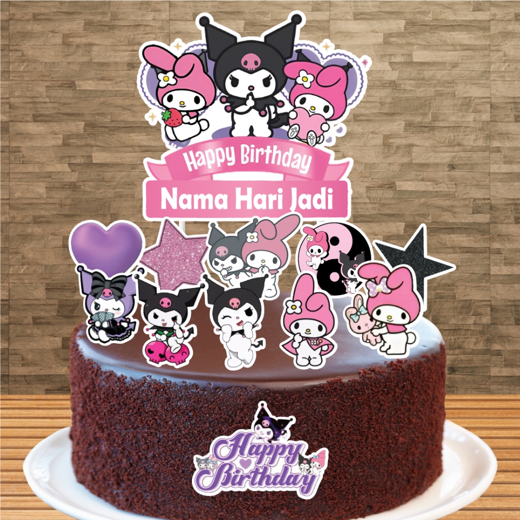 Kuromi & My Melody Custom Name Cake & Cupcake Topper Decoration ...