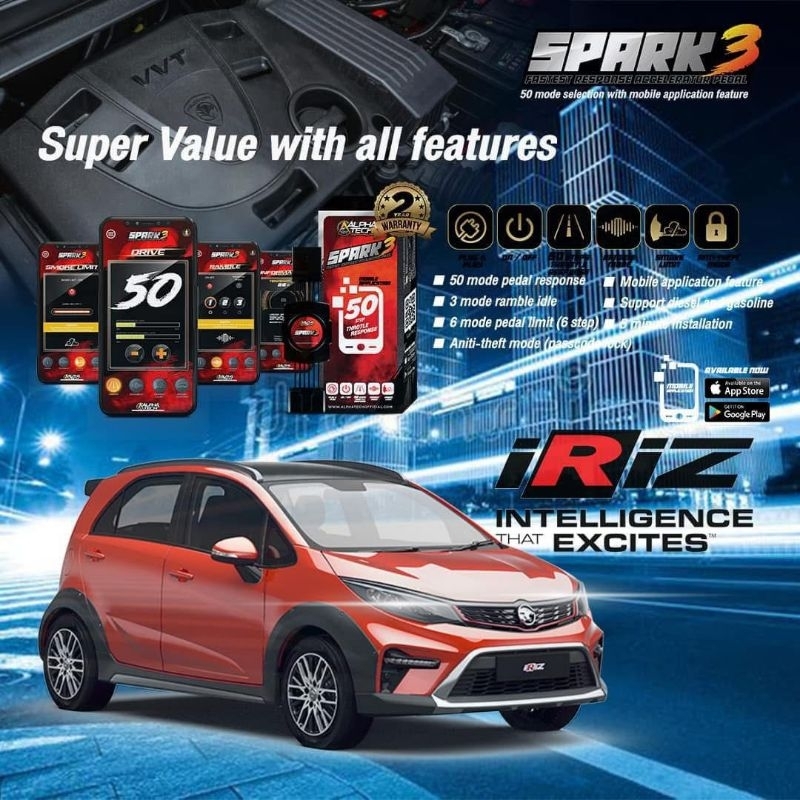 PROTON IRIZ ALPHA TECH SPARK 3 PEDAL RESPONE THROTTLE CONTROL WITH PHONE APP | Shopee Philippines