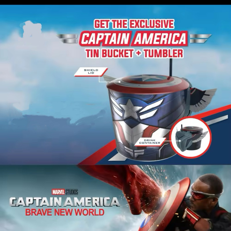 Marvel Captain America Brave New World Shield Tin Popcorn Bucket ...