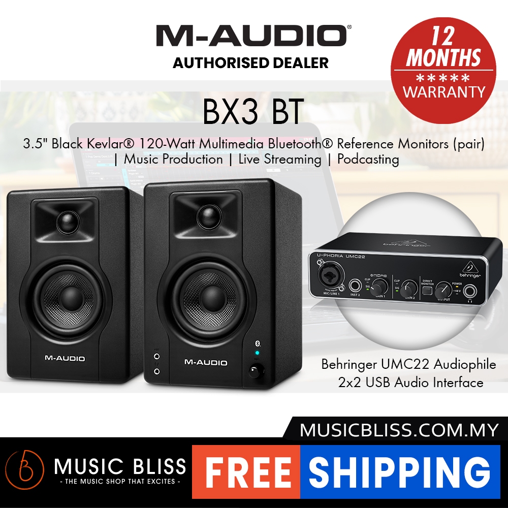 M-Audio BX3 BT 3.5-inch Bluetooth Multimedia Monitors - Pair (BX3BT ...