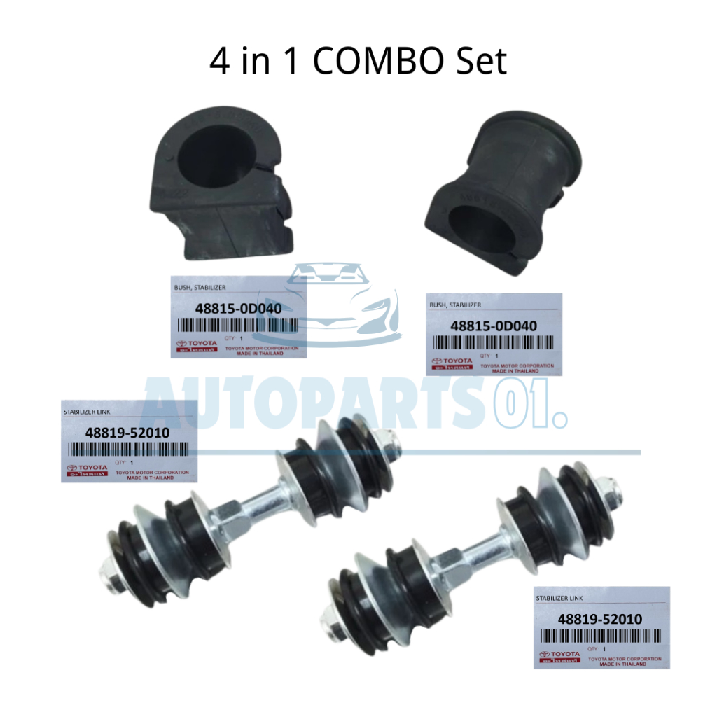 [4 IN 1 COMBO SET] Toyota Vios NCP42 (2002 - 2007) - OEM Front Stabilizer Link / Stabilizer Bush ...
