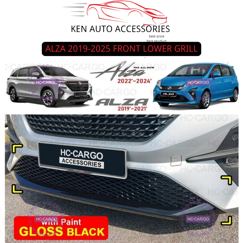 PERODUA ALZA 2019-2025 FRONT GRILL HONEYCOMB MESH LOWER GRILL GLOSSY ...