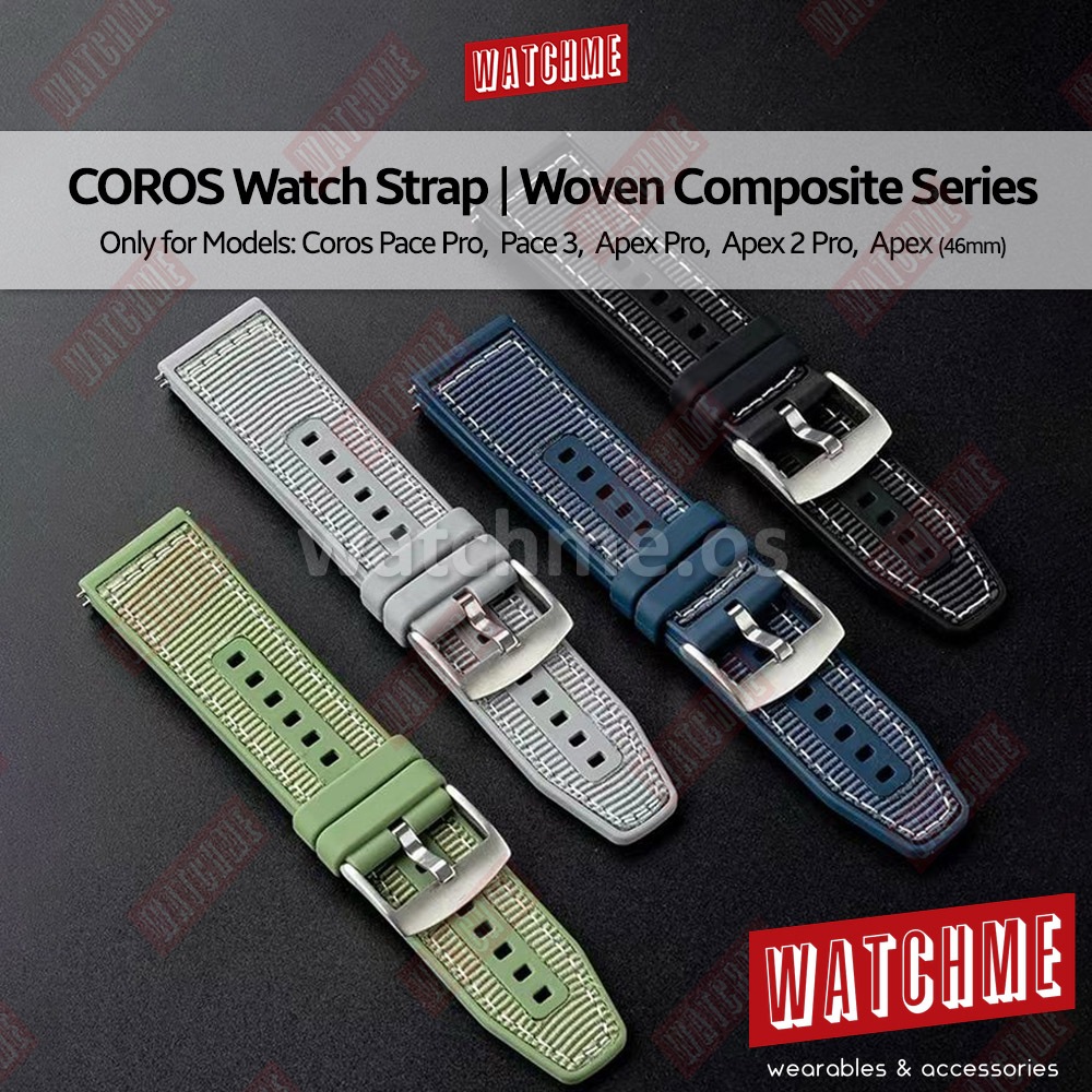 COROS Smart Watch Strap, Woven Composite Series 22mm, Stainless Steel ...