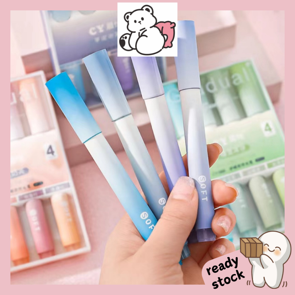 Gradual 4 pcs Highlighter Set Light Colour Marker | Shopee Philippines