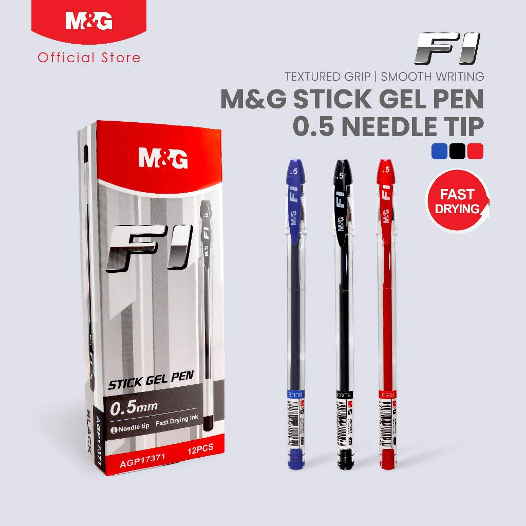 M&G F1 Stick Gel Pen 0.5mm Needle Tip – Fast-Drying Ink AGP17371 ...