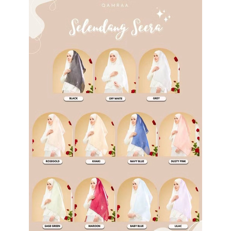 Selendang Organza Seera QAMRAA Navy blue | Shopee Philippines