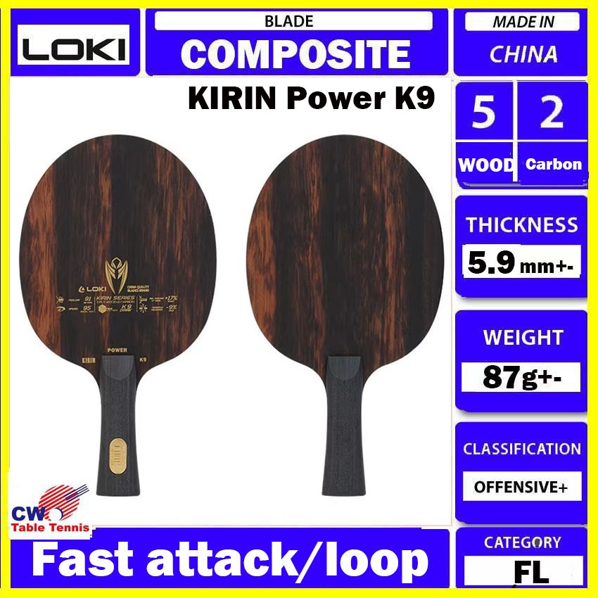 LOKI KIRIN Power K9 Ping Pong Blade 9 Ply Wood Carbon OFF+ Professinal Table Tennis Racket 7 ...