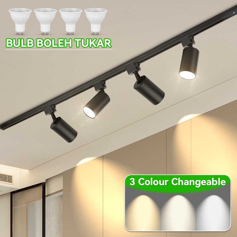 Chenben Track Light Set Replaceable GU10 Spotlight Lampu Track Light 3 ...
