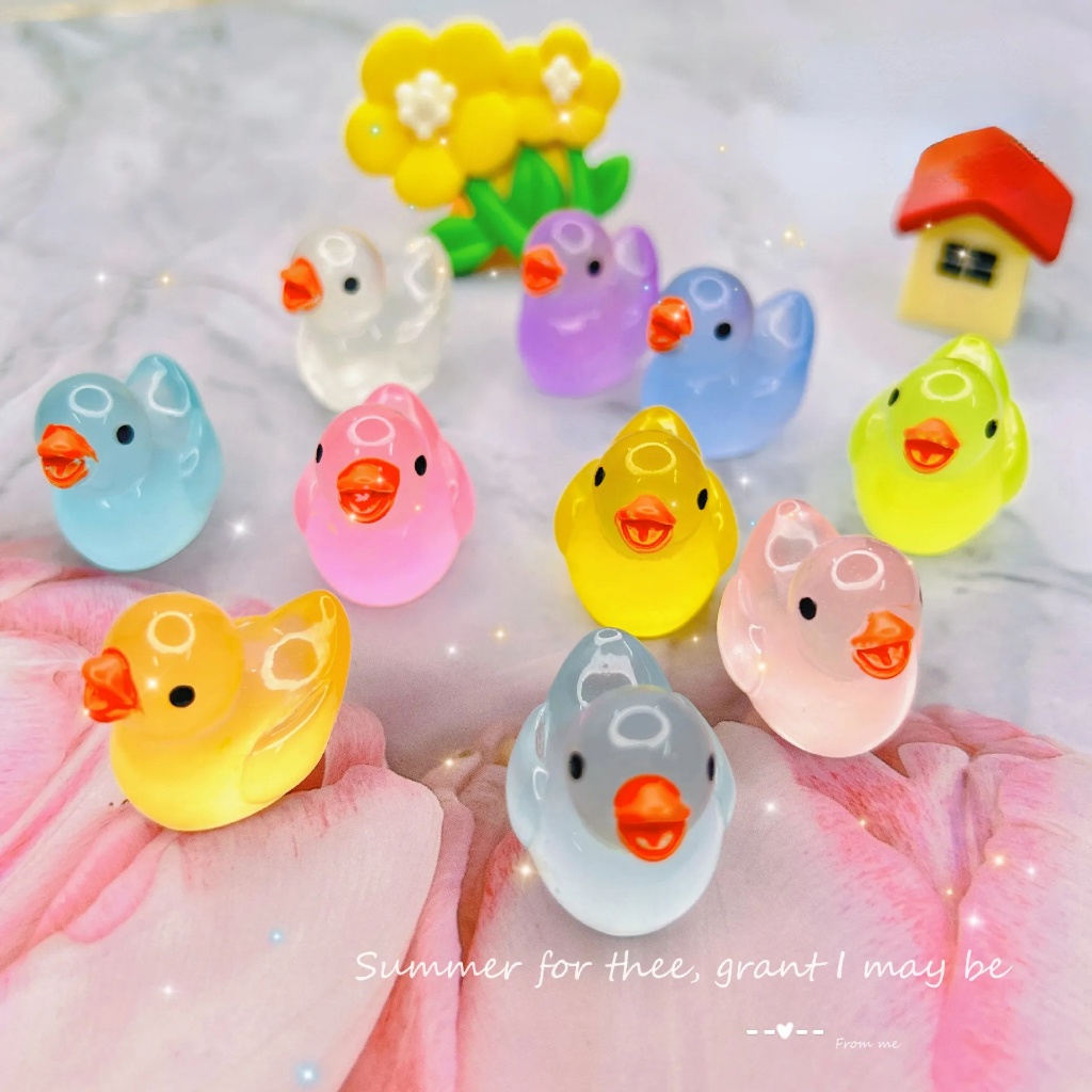 [LIVE] Mini Fluorescent Yellow Duck Ornament Miniature Duck Resin BLIND ...