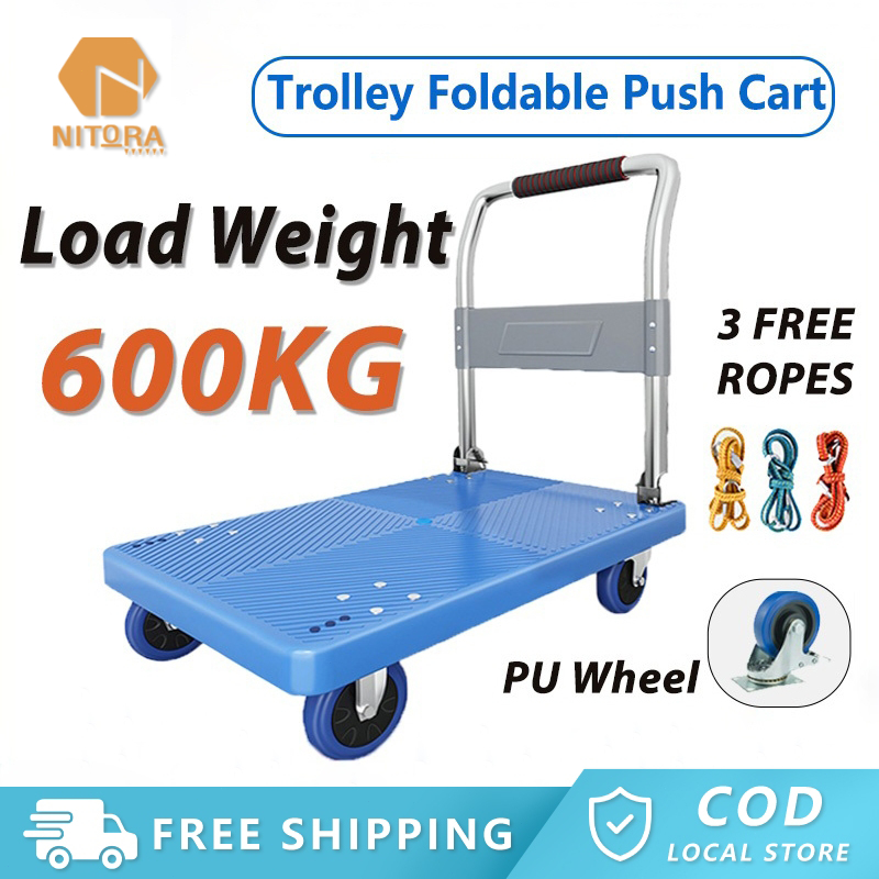 Trolley Portable 150KG/500KG/1000KG Hand Truck PVC Foldable Iron Small Trolley Barang Plastic ...