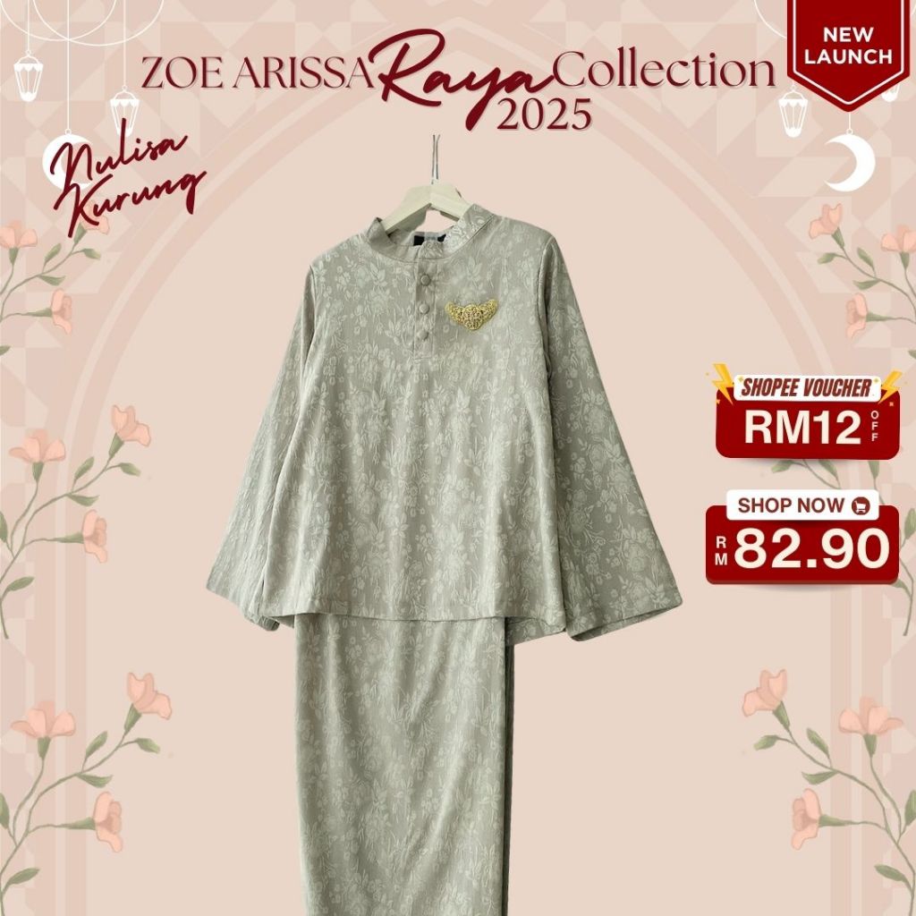 ZOE ARISSA Nusha Kurung Modern Raya Hajj 2025 Textured Premium Floral ...
