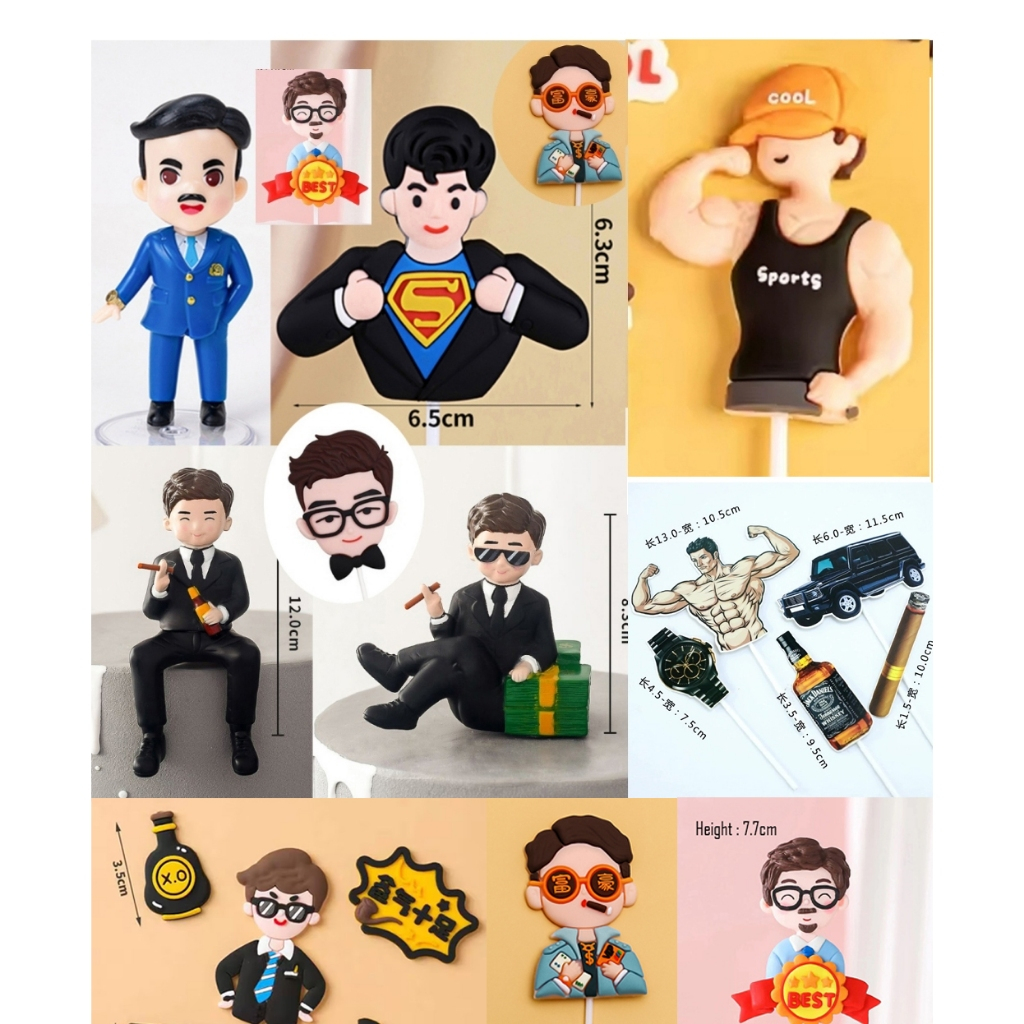 Father Day SUPER HERO DAD DADDY Figurines Cake Topper father day ...