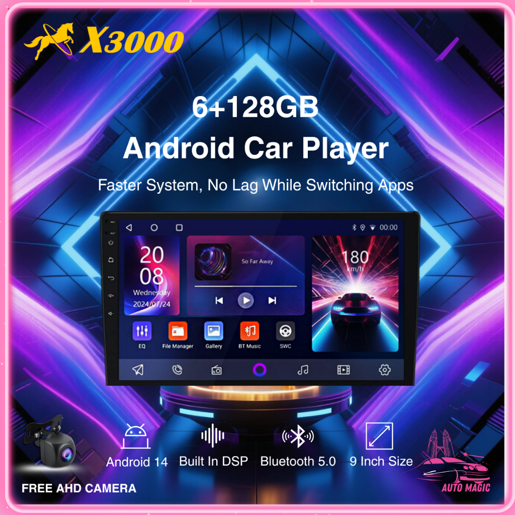 Auto Magic Android Player 6GB RAM + 128GB ROM 9 Inch Octa Core Cooling ...