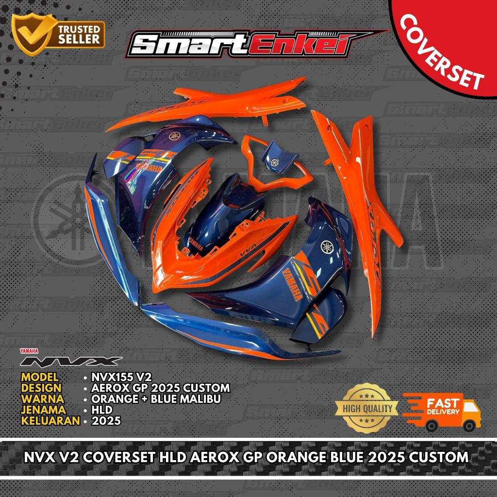 HLD-NVX V2 COVERSET AEROX GP ORANGE BLUE 2025 CUSTOM HLD | Shopee ...
