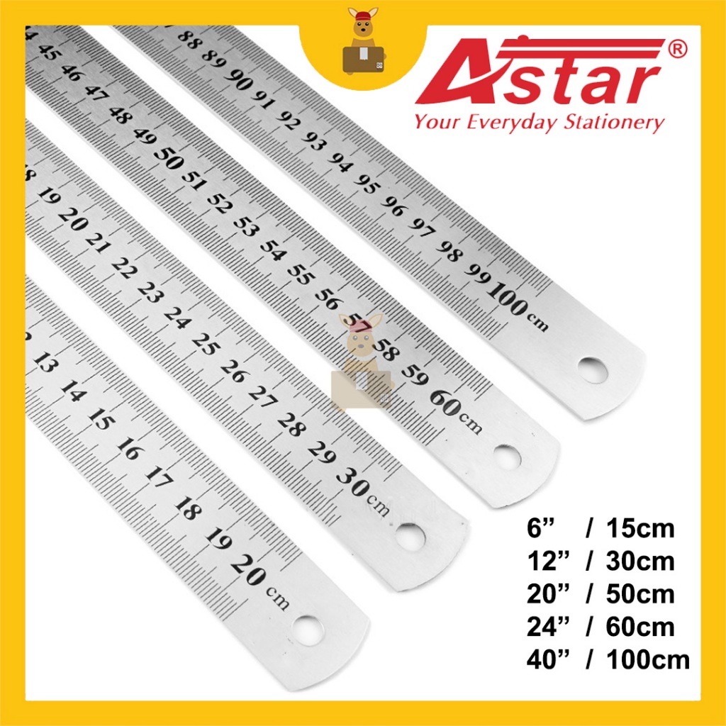 100CM ASTAR Stainless Steel Ruler Metal Thickness Ruler 40 INCH | Shopee Philippines
