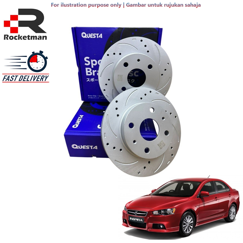 QUESTA SPORT FRONT DISC ROTOR (1PAIR) PROTON INSPIRA 1.8 2.0 (DRILLED ...