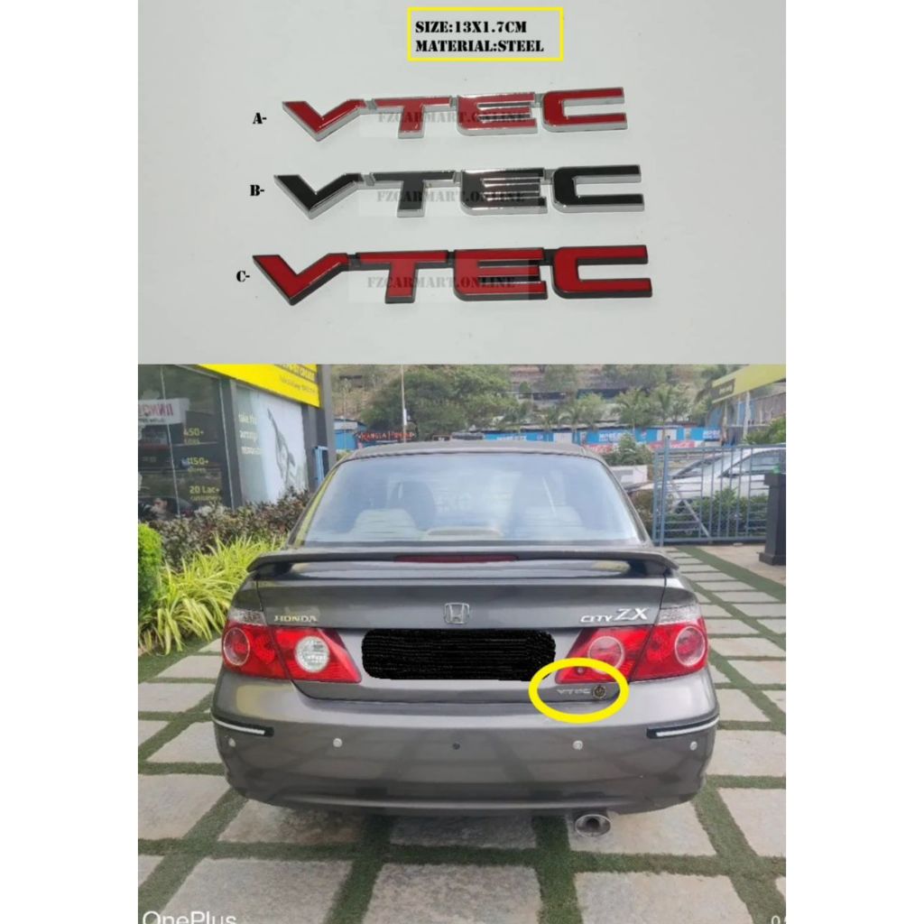HONDA CITY VTEC EMBLEM LOGO - (STEEL) | Shopee Philippines