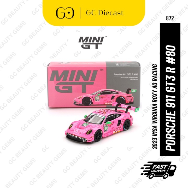 Mini GT Porsche 911 GT3 R 80 2023 IMSA VIRginia Roxy AO Racing Pink ...