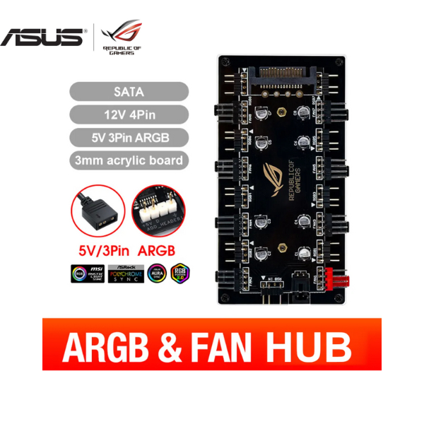 Asus Rog ARGB and Fan Hub 5V 3PIN 1 To 8 Way Splitter RGB PWM LED Strip Control | Shopee Philippines