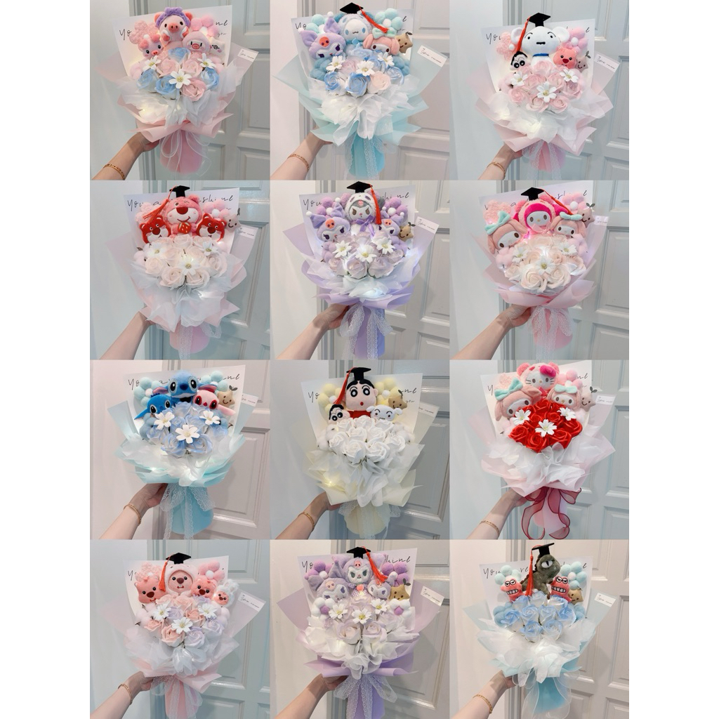 Crayon Shin-chan Shiro Lotso Loopy Soap Flower Graduation Bouquet 蜡笔小新 ...
